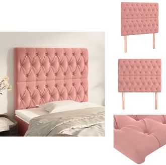 vidaXL Kopfteile 2 Stk. Rosa 90x7x78/88 cm Samt - Bettkopfteile - Rosa - Kopfteil - Samt - Luxusbett