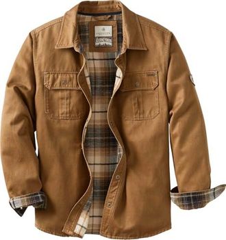 Legendary Whitetails Flannel Lined Shirt Jacket Waxed Cotton Water Resistant Veste, Orge, L Homme