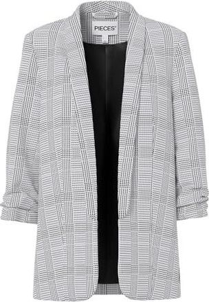 Pieces Femme Pcboss 3/4 Printed Noos Blazer, Noir/Carreaux, XL EU