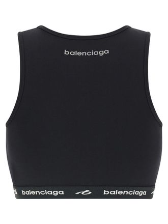 Balenciaga Logo-Embroidered Stretch Polyamide Sports Bra - Black