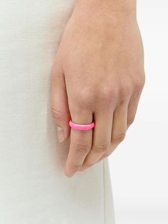 Flower Power Runder Ring mit Emaille - Rosa