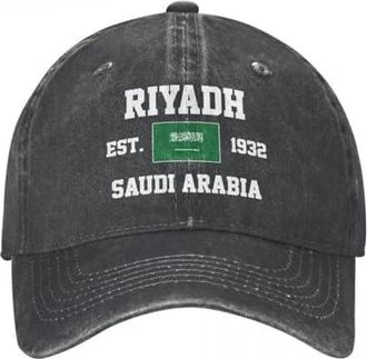 Generic Casquette dHomme, Drapeau dArabie Saoudite EST.1932 Riyad 1932 Riyad Unisexe Adulte en Jean en Jean lav&eacute; Cadeau de Chapeau de Routier Patriotique en C