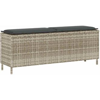 vidaXL Vidaxl - Banc de jardin coussin gris clair 110x30x40,5 cm r&eacute;sine tress&eacute;e