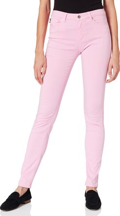 Love Moschino Skinny 5-Pocket Stretch Cotton Gabardine, with Nickel galvanic Metal Accents, Logo Label on 5th Pocket and tab on Back Belt