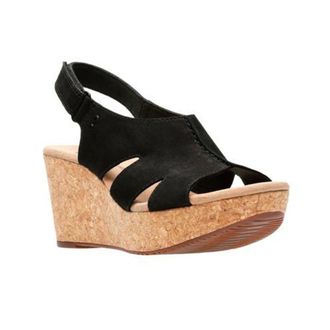 Clarks Damen Annadel Bari Plattform, schwarzes Nubukleder, 37.5 EU