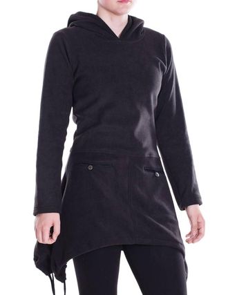 vishes Alternative Bekleidung - Extra warmes Damen Winterkleid Pullover-Kleid Sweatkleid Eco-Fleece schwarz 44