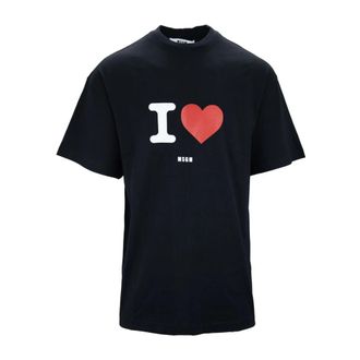 Msgm T-Shirt aus Baumwolle mit Grafikprint - - Tops - Herren - Schwarzk - S