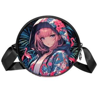 Generic Sac &agrave; bandouli&egrave;re Circle pour femme, petit sac &agrave; bandouli&egrave;re avec fermeture &eacute;clair, bretelles r&eacute;glables, sac &agrave; main rond d&eacute;contract&eacute; pour femmes et fi