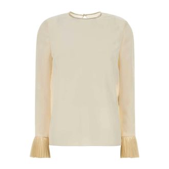 Valentino Garavani Femme, Blouses et Chemises, Blanc, Taille: 38 FR Haut en cr&ecirc;pe de Chine brod&eacute;
