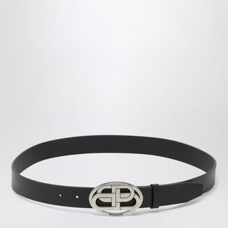 Balenciaga Oval BB G&uuml;rtel aus schwarzem Leder