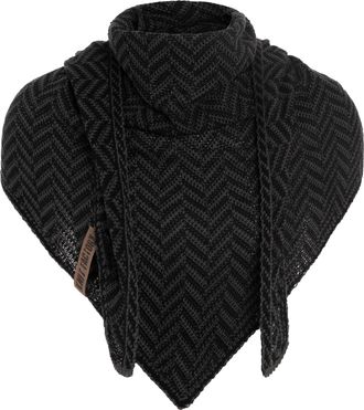 Knit Factory Dreiecksschal Vera - Damen Strickschal mit Wolle - Umschlagtuch für den Frühling und Herbst - Winterschal mit Fischgrätmuster - Dreieckstuch - 190x65 
