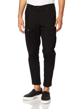 Jack & Jones Herren Cargo Chino Hose JPSTACE JJDEX Stretch Pants Gerader Schnitt Arbeitshosen Look, Farben:Schwarz, Größe Hosen:27W / 30L