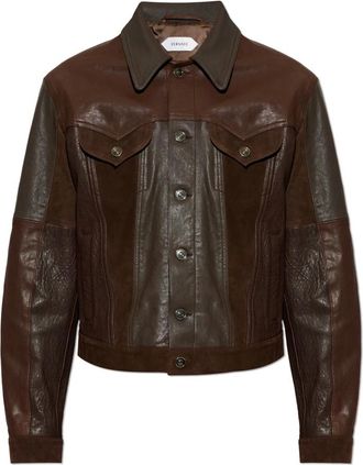 Versace Homme, Vestes, Brun, Taille: XL Blouson en cuir