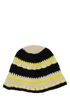 Ganni Hat Striped Crochet Beanie - Multicolor
