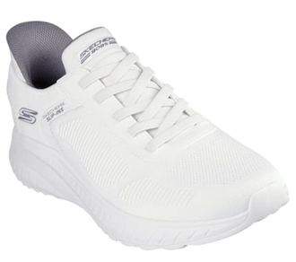 Skechers Mens Wide Fit Hands-Free Slip-ins Bobs Squad Chaos Solid Step Sneaker, wei&szlig;, 9 UK Wide