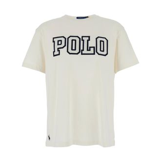 Polo Ralph Lauren Homme, Tops, Blanc, Taille: XL T-shirt blanc avec logo et broderie poney