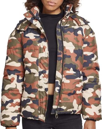Urban Classics Damen Ladies Boyfriend Camo Puffer Jacket Jacke, per Pack Mehrfarbig (rustycamo 01456), XXXX-Large (Herstellergröße: 4XL)