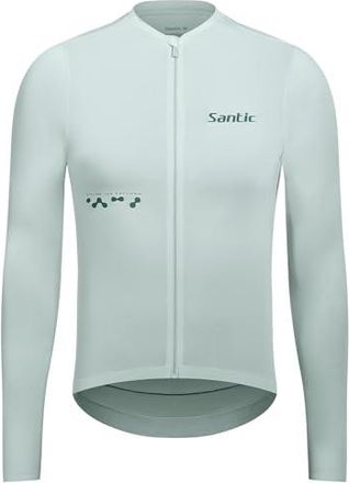 Santic Maillot de cyclisme respirant pour homme - Manches longues - Veste de cyclisme - Haut avec 3 poches, bleu, L