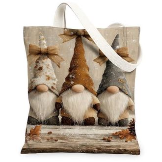 Generic Sacs fourre-tout en toile motif nain de nain pour lautomne - R&eacute;utilisables - L&eacute;gers et lavables - Pour le shopping, les voyages, la plage, le pique-ni