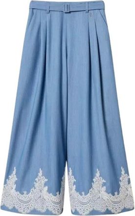 Twinset Femme, Pantalons, Bleu, Taille: 36 FR Actitude Palazzo Pantalons