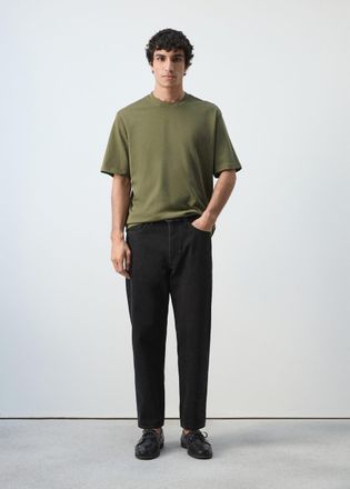 Mango T-shirt heavy weight relaxed fit vert fonc&eacute; - Homme - XXL - MANGO MAN