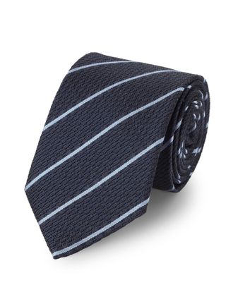 CHARLES TYRWHITT Gestreifte Krawatte aus aus Grenadine-Seide - Marineblau & Himmelblau