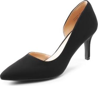 Dream Pairs Escarpins Femme Classique Chaussure à Talon Confortable avec Fleur pour Le Mariage,Size 40.5,Suède-Noir,SDPU2416W