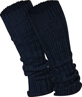Piarini 1 paire de manchettes pour femme - Jambes chaudes en tricot de laine, Bleu marine/uni, taille unique