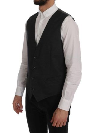 Dolce & Gabbana Mens Gray Staff Cotton Rayon Vest Clothing