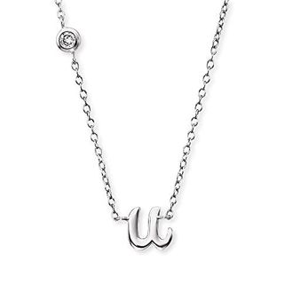 Engelsrufer Collier pour femme en argent sterling avec pendentif lettre U - serti dune pierre de zircone - Réglable en deux longueurs - Longueur : 44 cm, Länge 40