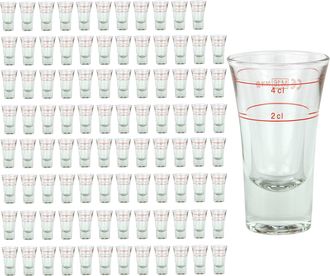 Van Well 96er Set Schnapsglas DUBLINO mit Eichstrich, 2 cl + 4 cl in Einem, doppelt-geeichtes Spirituosenglas mit Füllstrich, Double Shot Glas, Stamper, hochgl