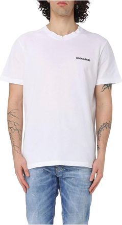 Dsquared2 Homme, Tops, Blanc, Taille: M Short Sleeve Crew Neck Tee