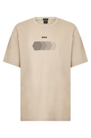 HUGO BOSS Logo-Print Cotton T-Shirt - Beige