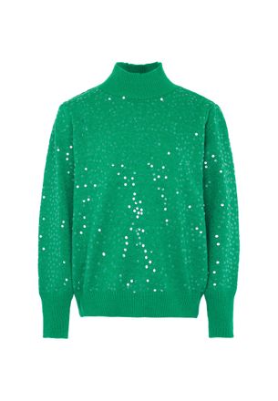 Faina Strickpullover mit Pailletten Damen gr&uuml;n