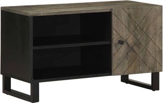vidaXL Vidaxl - Meuble tv noir 80x33x46 cm bois massif de manguier
