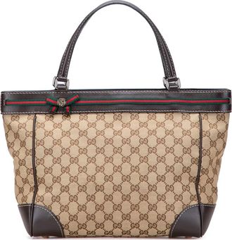 Gucci Shopper - GG Canvas Web Mayfair Tote - Gr. unisize - in Braun - für Damen