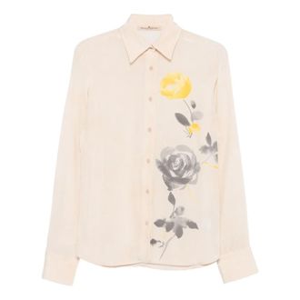 Ermanno Scervino Floral-print Silk Shirt - - Blouses & Shirts - Damen - Beige - M