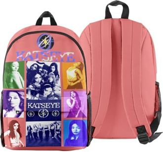 Generic Katseye Sac &agrave; dos unisexe Oxford 2025 avec poche avant zipp&eacute;e et supports lat&eacute;raux en maille, rose, M