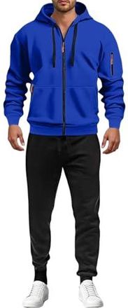 Generic Surv&ecirc;tement Pour Homme, Sweat Hoodies Zipp&eacute; &Agrave; Manches Longues Et Pantalon De Jogging 2 Pi&egrave;ces, Ample Et Surdimensionn&eacute;, V&ecirc;tements Chaud Travail &Eacute;l&eacute;gan
