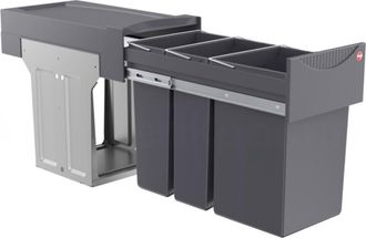 Hailo Abfallsammler Tandem 3666191 | Einbau Mülleimer für 30cm Schränke | 2X 7L & 1x 15L Abfalleimer | Teleskopschienen Vollauszug | platzsparend & leicht m