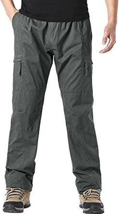 Generic Pantalon cargo pour homme, pantalon de travail, jambe droite, pantalon décontracté, grande taille, pantalon de combat de couleur unie, pantalon de dét