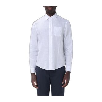 Blauer L&auml;ssiges Leinenhemd - - Shirts - Herren - Wei&szlig; - L