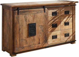 Massivmoebel24 Buffet 140x45 Manguier laqué Bois naturel RAILWAY 121