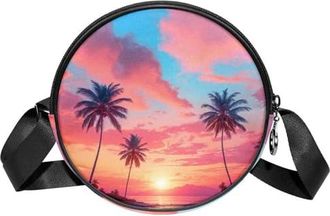 Generic Sac &agrave; bandouli&egrave;re Circle pour femme, petit sac &agrave; bandouli&egrave;re d&eacute;t&eacute; avec fermeture &eacute;clair, bretelles r&eacute;glables, sac &agrave; main rond d&eacute;contract&eacute; pour femmes 