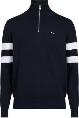 Eden Park Pull col montant en coton &agrave; double rayures