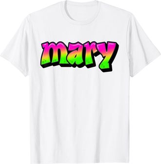 BDAZ Mary Graffiti Personalisierter Name Gr&uuml;n Rosa Frauen M&auml;dchen T-Shirt