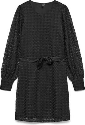 Vero Moda Ls O-Neck Lace Dress Vmbecca JRS Noos Robe en Dentelle à col Rond, Noir, XL Femmes
