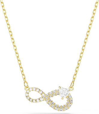 Swarovski Hyperbola Halskette, Herzschliff, Pav&eacute;, Unendlichkeit, Wei&szlig;, Goldlegierungsschicht