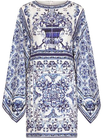 Dolce & Gabbana Minikleid mit Maiolica-Print - Blau