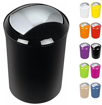 Spirella Design Poubelle Push Sydney Salle de Bains 5 litres &agrave; Couvercle pivotant Poubelle &agrave; cosm&eacute;tiques R&eacute;cipient &agrave; ordures Noir